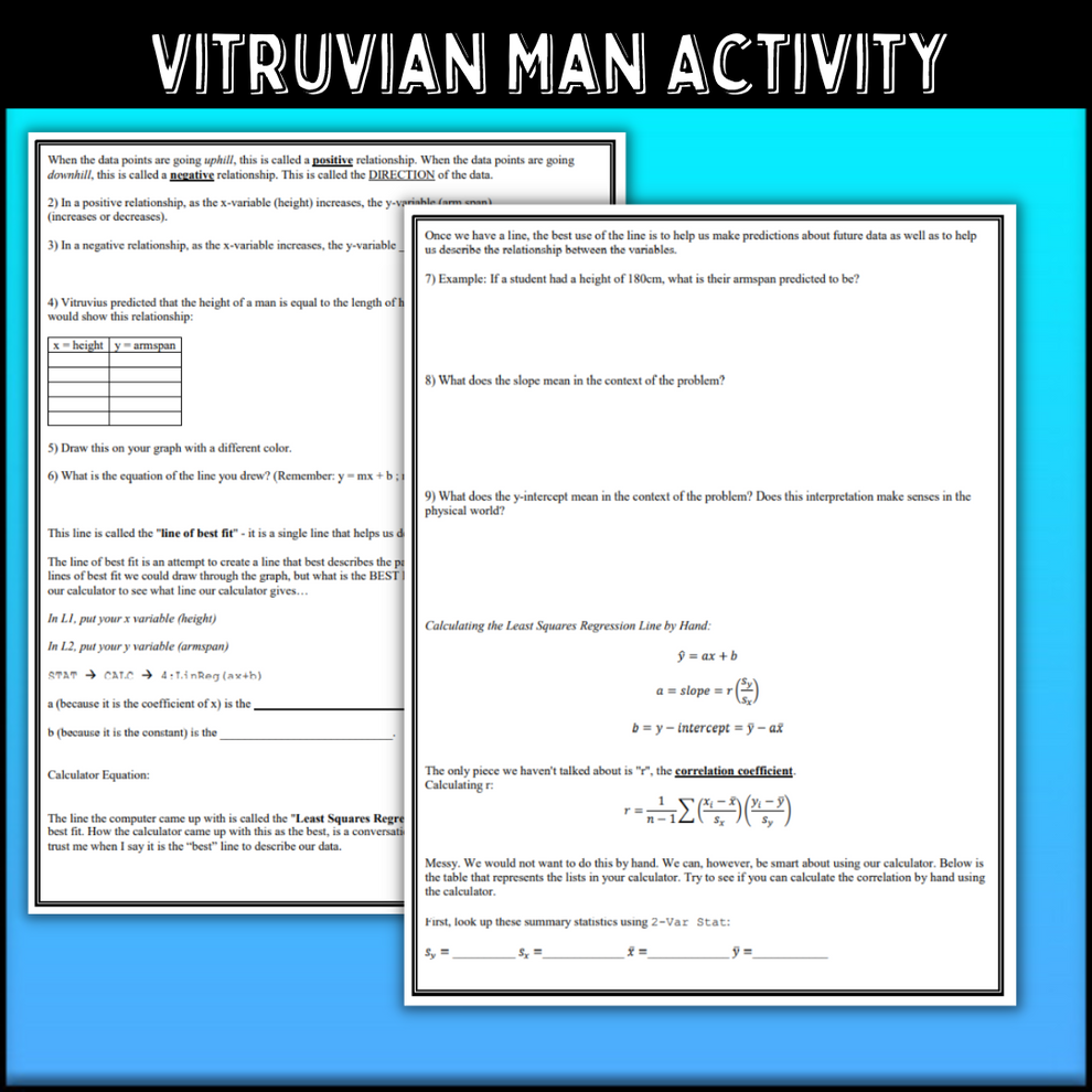 FREE AP Statistics Activity - Intro to Linear Regression – Goldie's ...