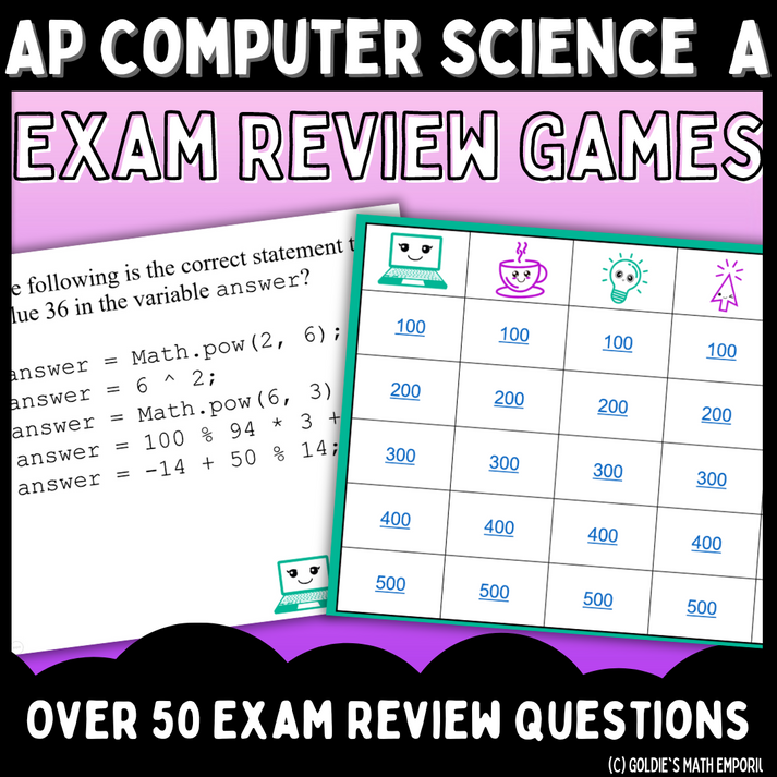 AP Computer Science A Jeopardy-Style Review Games – Goldie's Math Emporium
