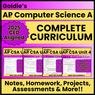 Goldie's FULL CURRICULUM for AP® Computer Science A – Goldie's Math ...