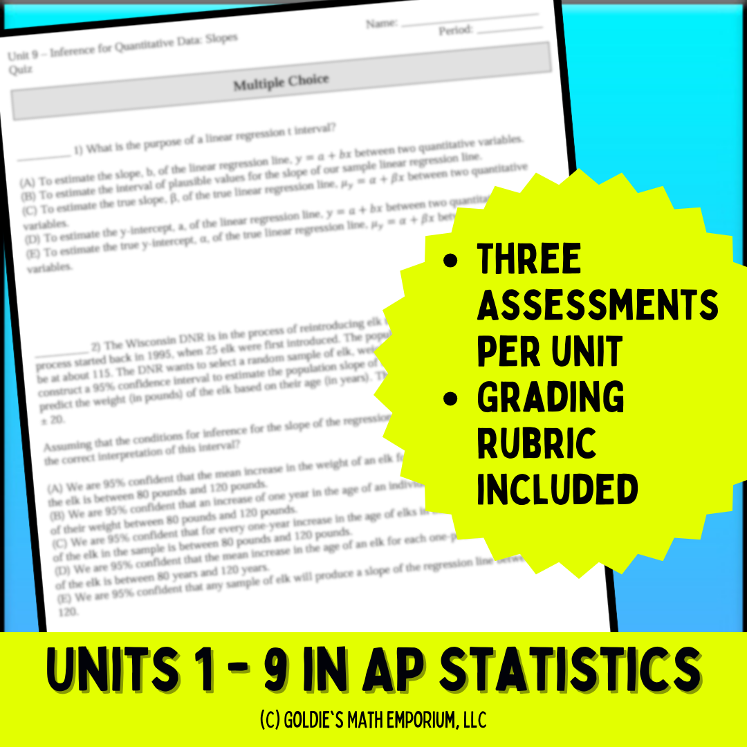 Goldie’s Assessment Bundle for AP® Statistics – Goldie's Math Emporium
