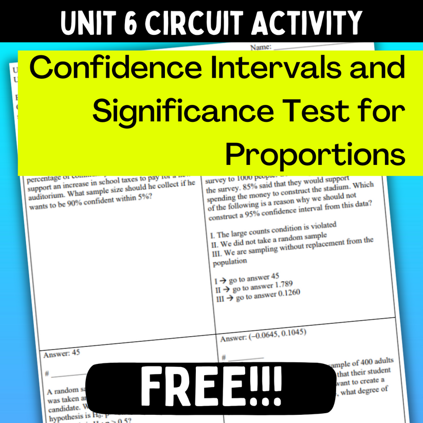 FREE Inference for Proportions Circuit Activity – Goldie's Math Emporium