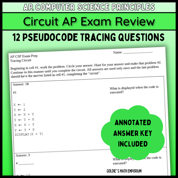 Goldie’s Circuit and Game Review for AP® Computer Science Principles ...