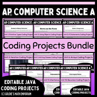 Goldie's AP® Computer Science A Coding Projects BUNDLE – Goldie's Math ...