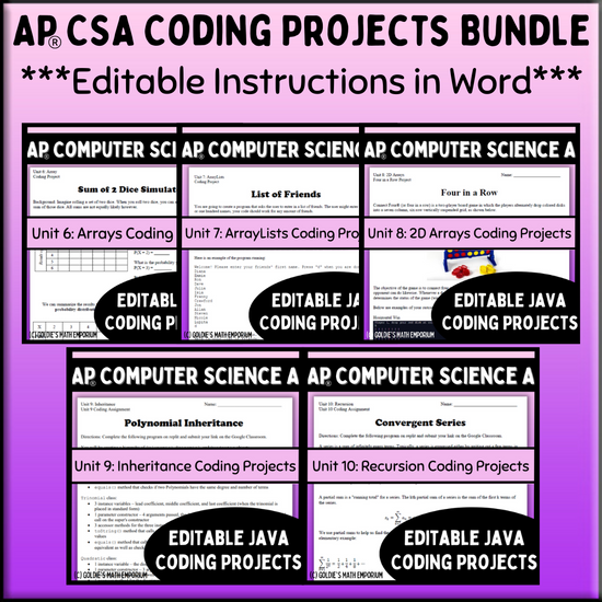 Goldie's AP® Computer Science A Coding Projects BUNDLE – Goldie's Math Emporium