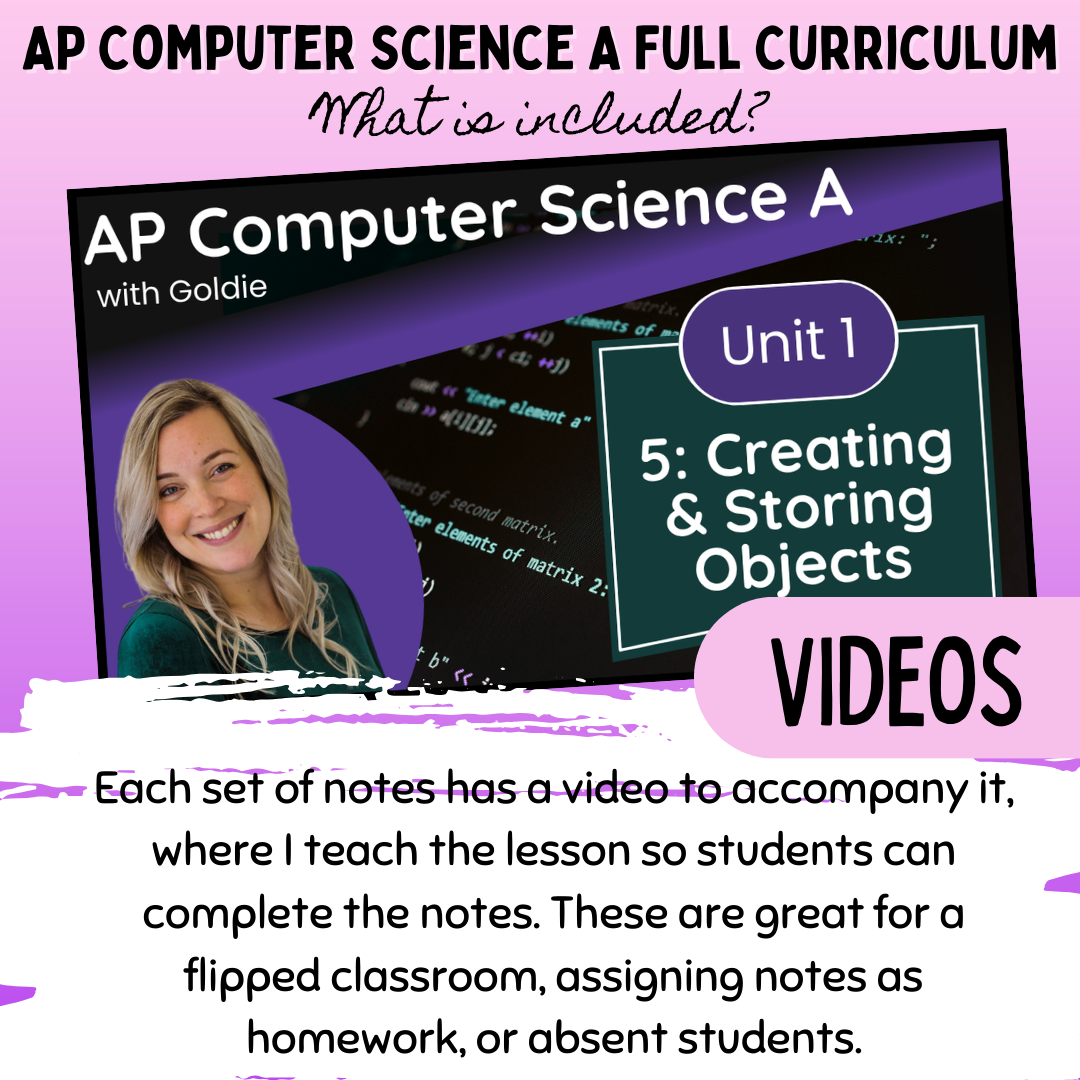 Goldie's FULL CURRICULUM for AP® Computer Science A – Goldie's Math ...