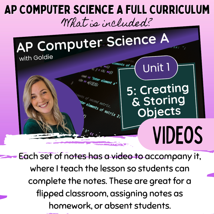 Goldie's FULL CURRICULUM for AP® Computer Science A – Goldie's Math ...
