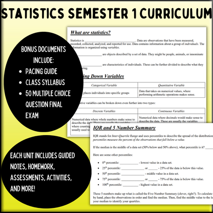 Statistics: Semester 1 Curriculum Bundle (Units 1 - 6) – Goldie's Math ...