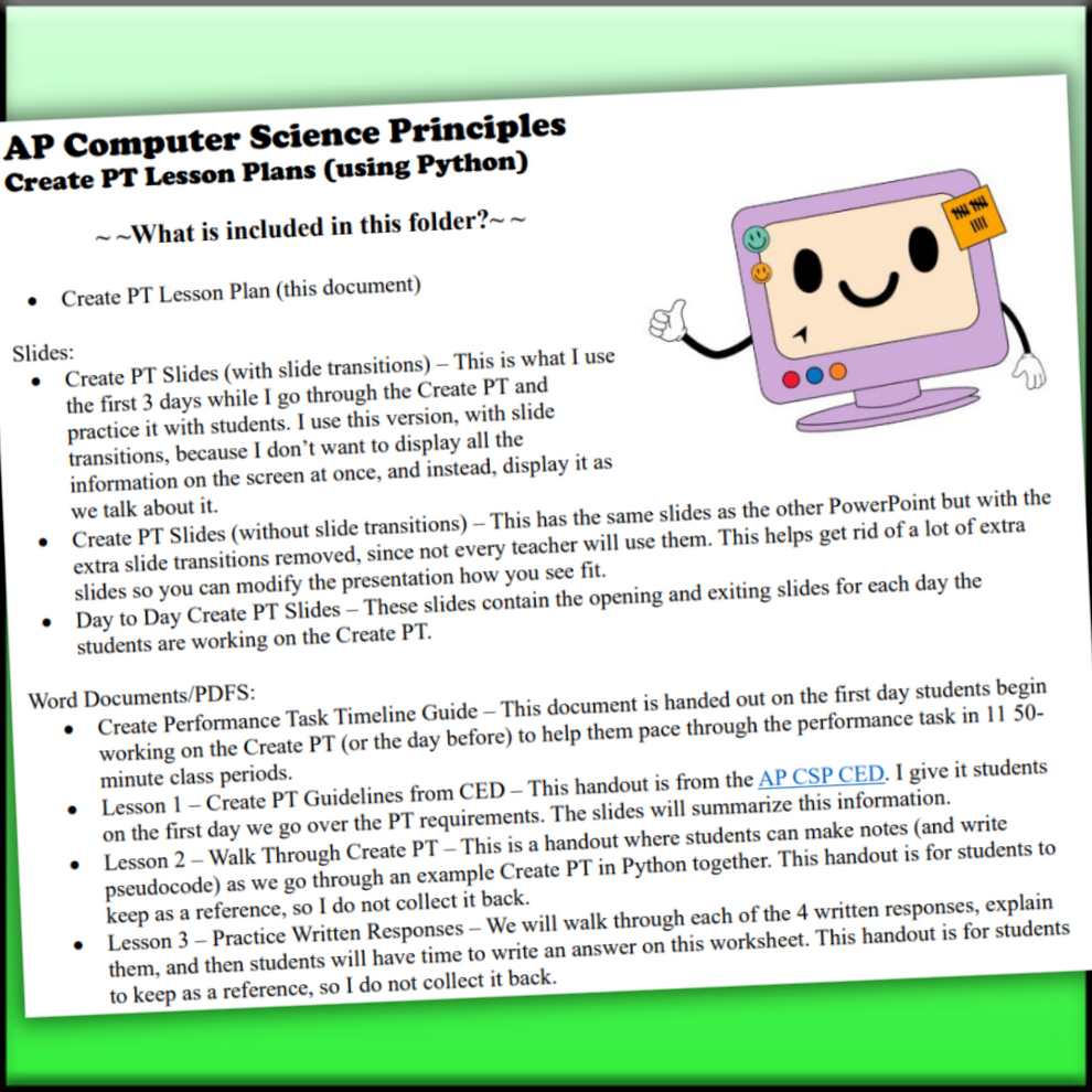 Goldie S 2024 Create Performance Task Lesson Plans For Ap Csp Free