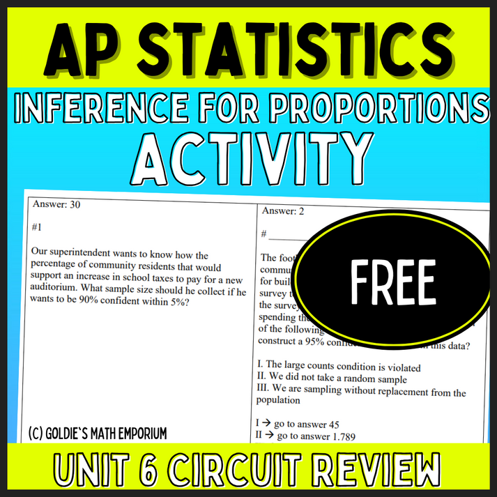 FREE Inference for Proportions Circuit Activity – Goldie's Math Emporium