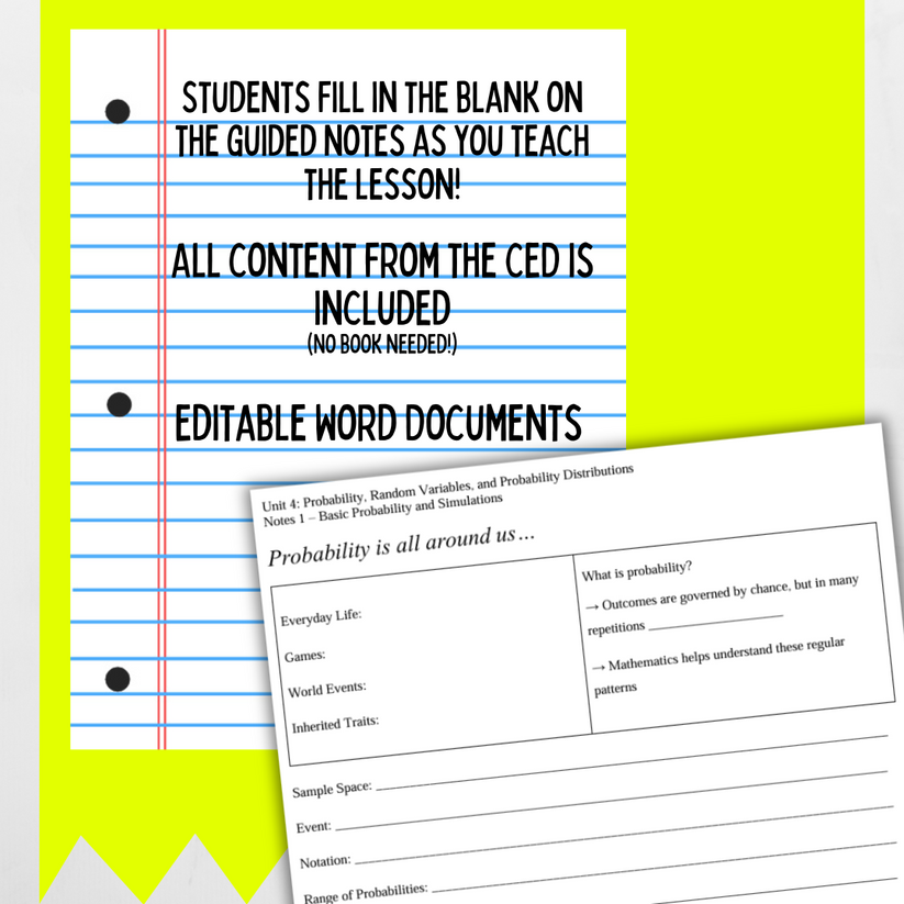 Goldie’s AP® Statistics UNIT 4 PLANS – Probability and Random Variable ...
