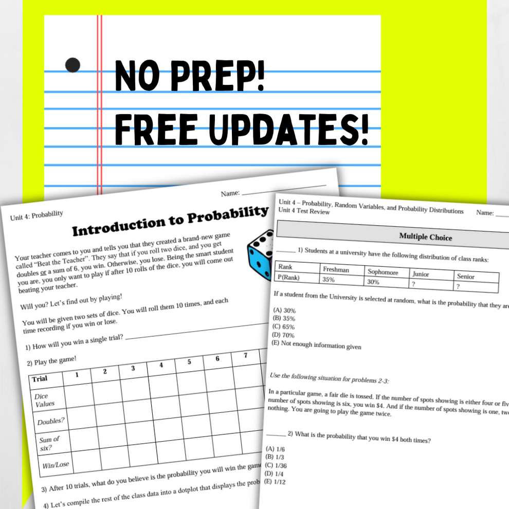 Goldie’s AP® Statistics UNIT 4 PLANS – Probability and Random Variable ...