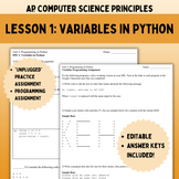 Goldie’s AP® CSP Programming in Python – Lesson 1: Variables – FREE ...