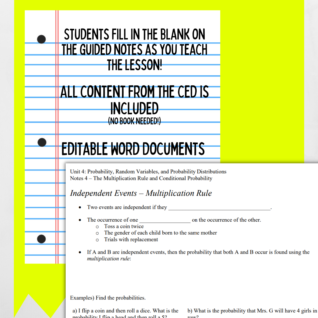 Goldie’s AP® Statistics UNIT 4 PLANS – Probability and Random Variable ...