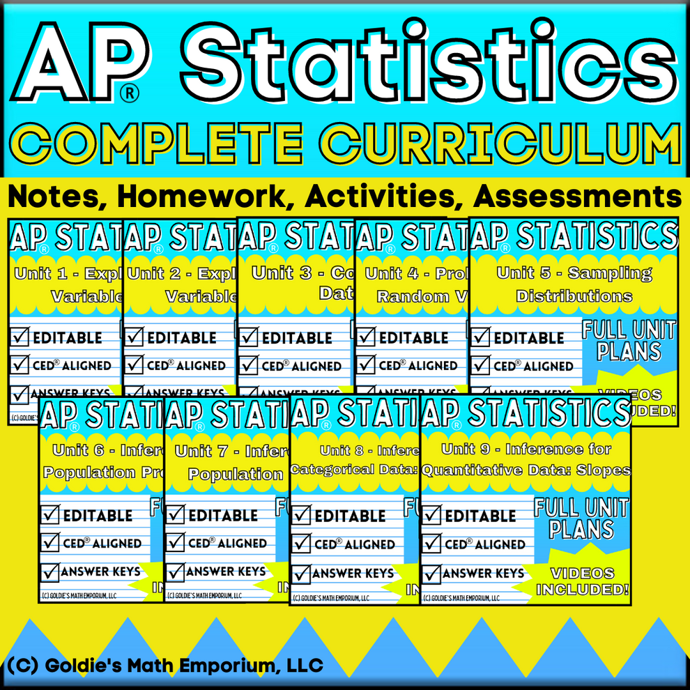Goldie's FULL CURRICULUM for AP® Statistics – Goldie's Math Emporium